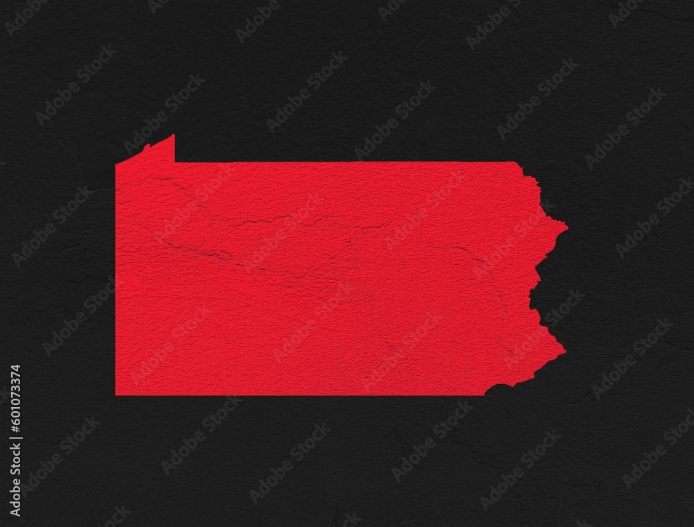 Pennsylvania red map on isolated black background. High quality ...
