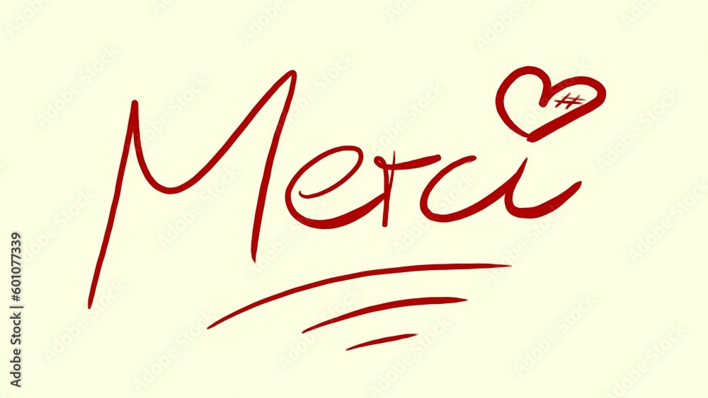 Merci mit Herz, Danke, Bedanken, Notiz, Handschrift, Skizze, Scribble ...