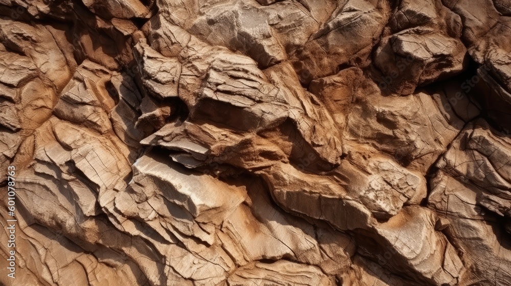 Brown rock texture with cracks. Rough mountain surface. Close-up. Stone ...
