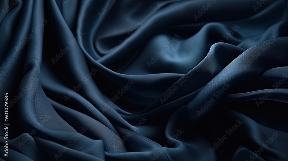 Beautiful dark blue fabric background. Wavy soft folds. Elegant navy ...