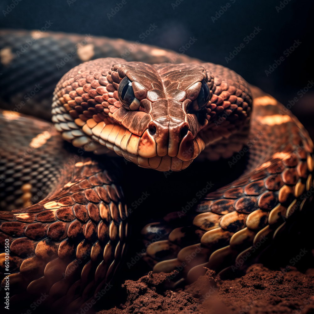 The Common death adder image was generated using generative AI ...