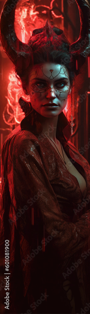 Sexy she devil with horns luring lost souls with her attractive ...