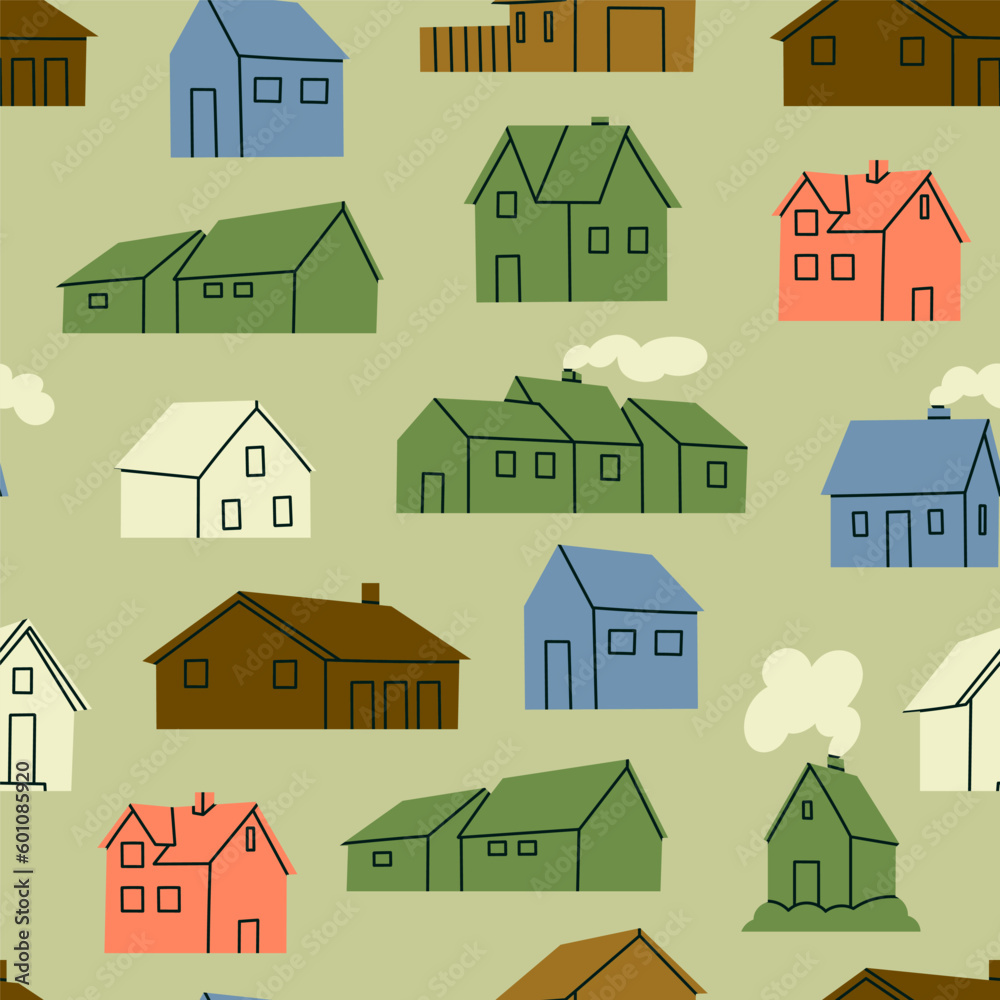 Various small tiny Houses. Paper cut cartoon minimal style. Flat design ...
