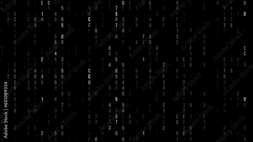 Rain of numbers in a computer. Motion. Beautiful hacker background with ...