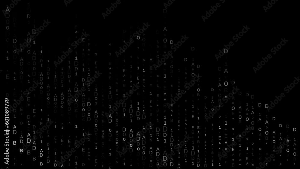 Rain of numbers in a computer. Motion. Beautiful hacker background with ...