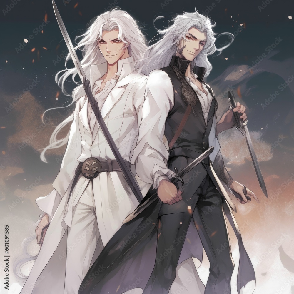 Dark Webtoon Book Cover Featuring Man with Long White Hair Stock ...
