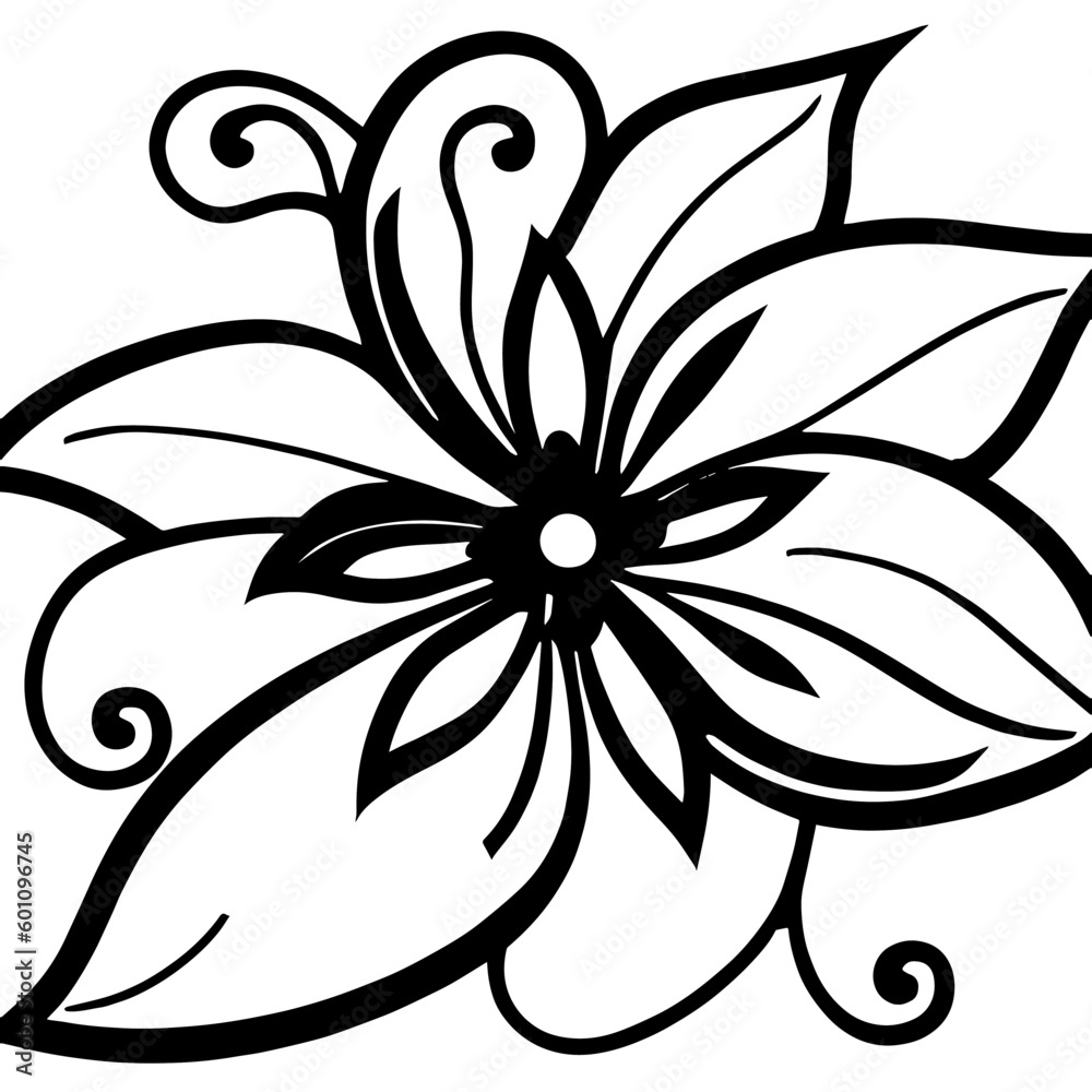Flower clipart vector design black and white Stock Vector | Adobe Stock