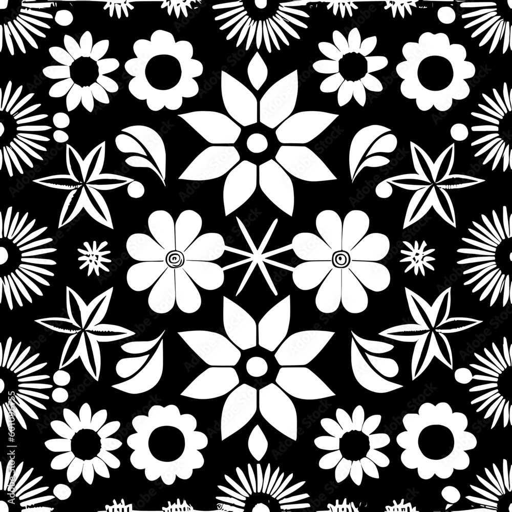 Flower clipart vector design black and white Stock Vector | Adobe Stock