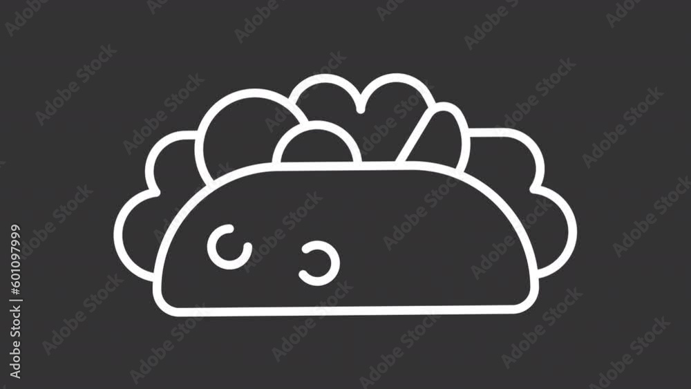 Animated taco white line icon. Filling appears from tortilla animation ...