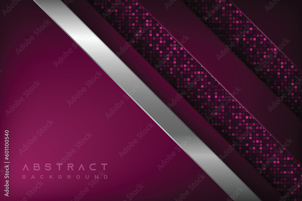 dark pink gradient abstract background with realistic silver lines and ...