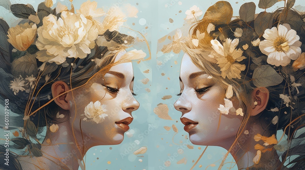 Two women reflecting each other, self-reflection and persona Stock ...