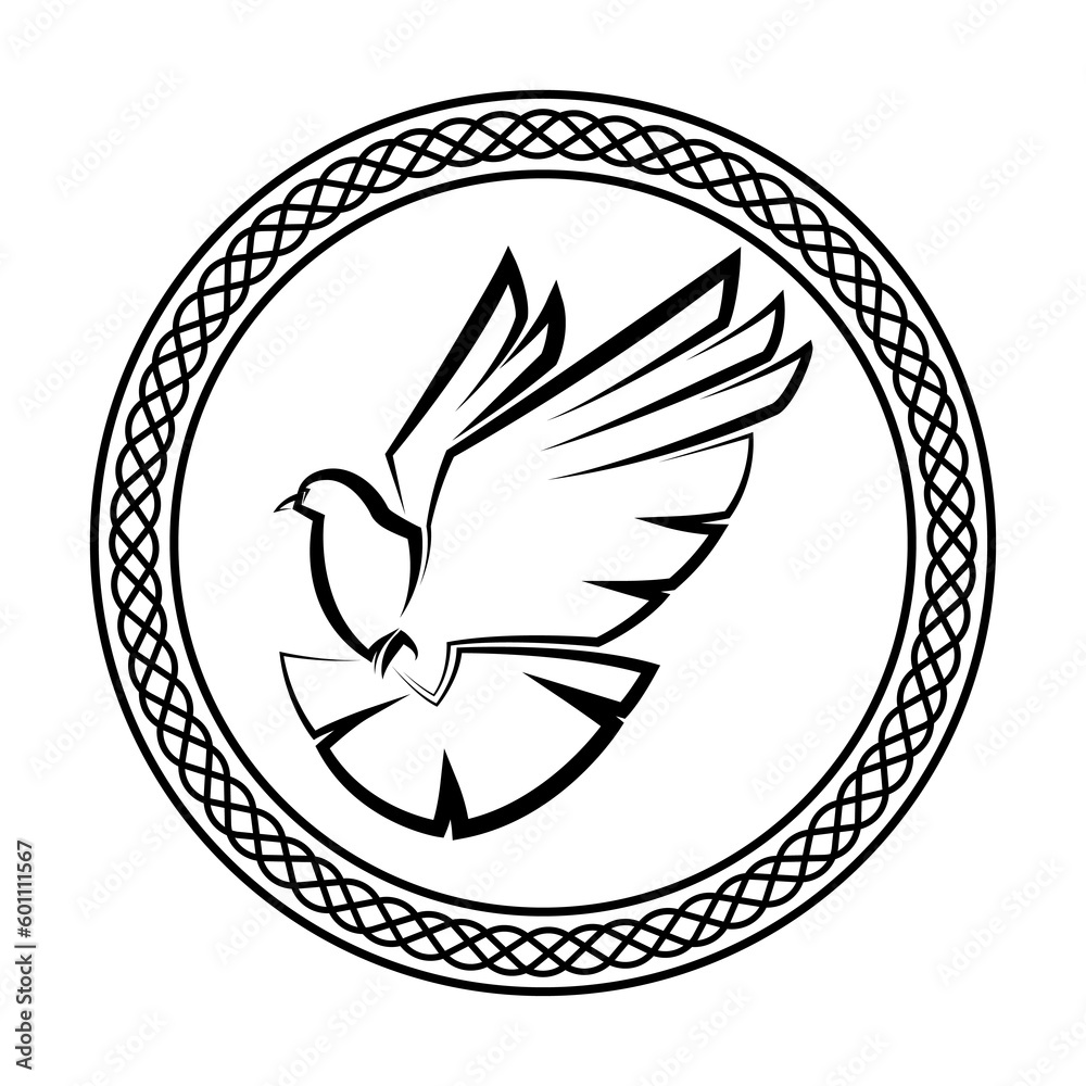 Black and white line art of the flying dove Good use for symbol mascot ...