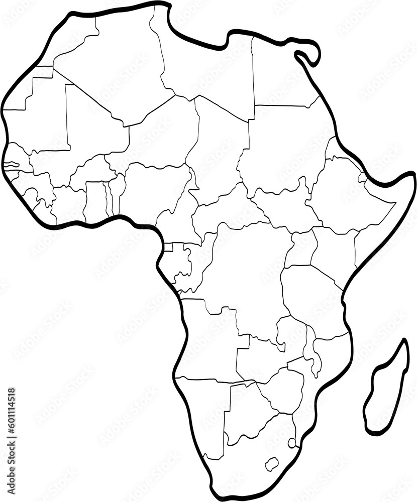 doodle freehand drawing of africa countries map. Stock Illustration ...