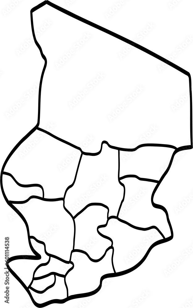 doodle freehand drawing of chad map. Stock Illustration | Adobe Stock