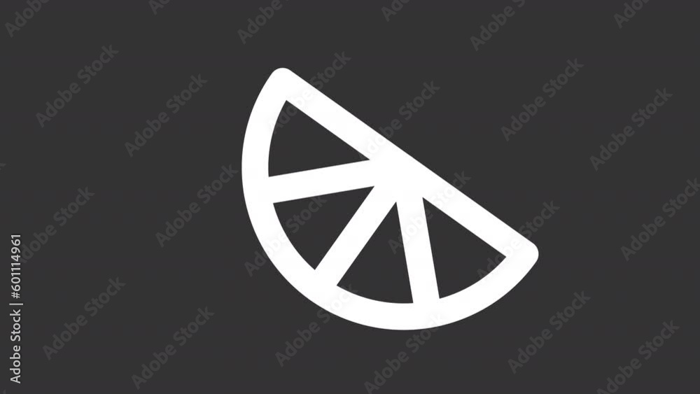 Animated lemon slice white line icon. Citrus wedge swaying animation ...
