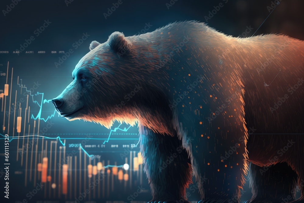 Stock market bear market trading graph. Financial concept market place ...