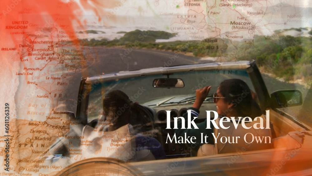 Colorful Map Ink Reveal Titles Stock Template | Adobe Stock