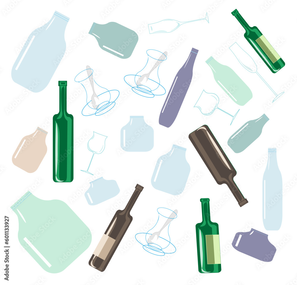 Waste segregation. Sorting garbage by material and type in colored ...