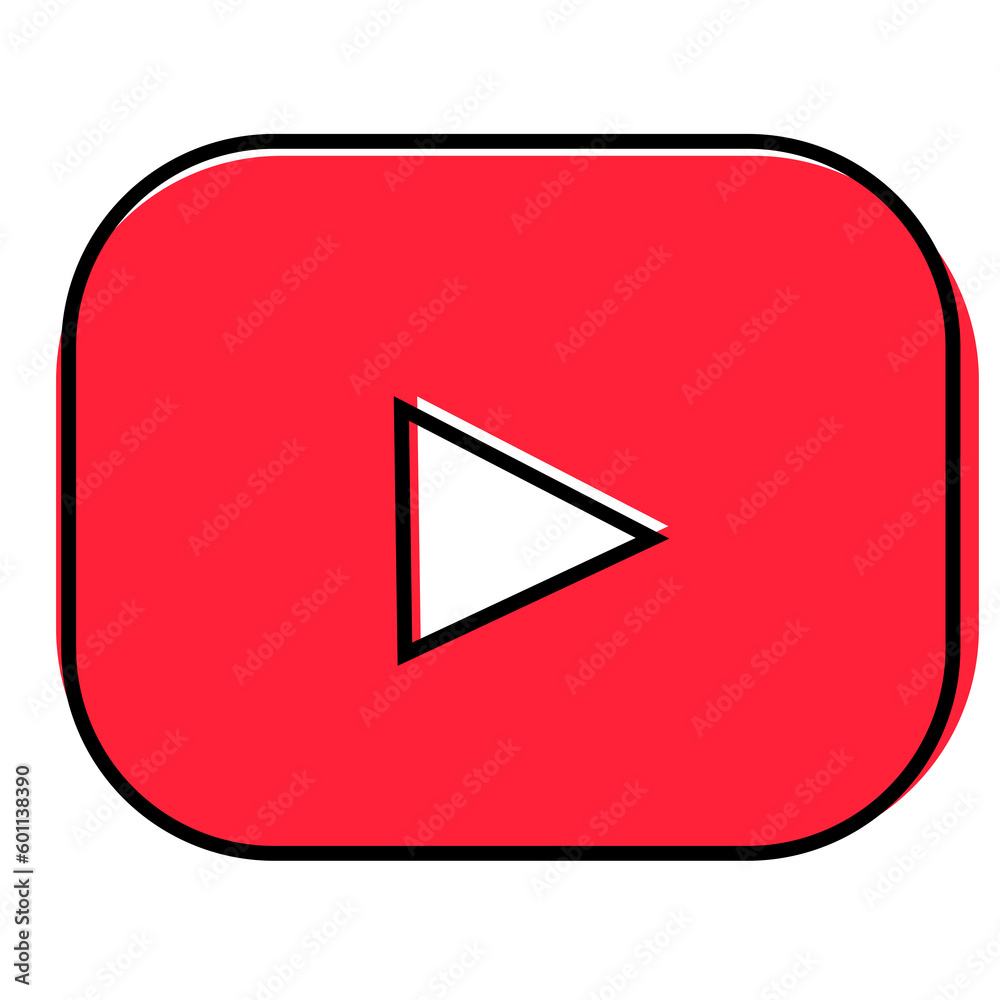Aesthetic red YouTube play button symbol cartoon clip art icon png |Red ...