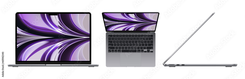 Set of new Apple MacBook Air with M2 chip in space gray color ...