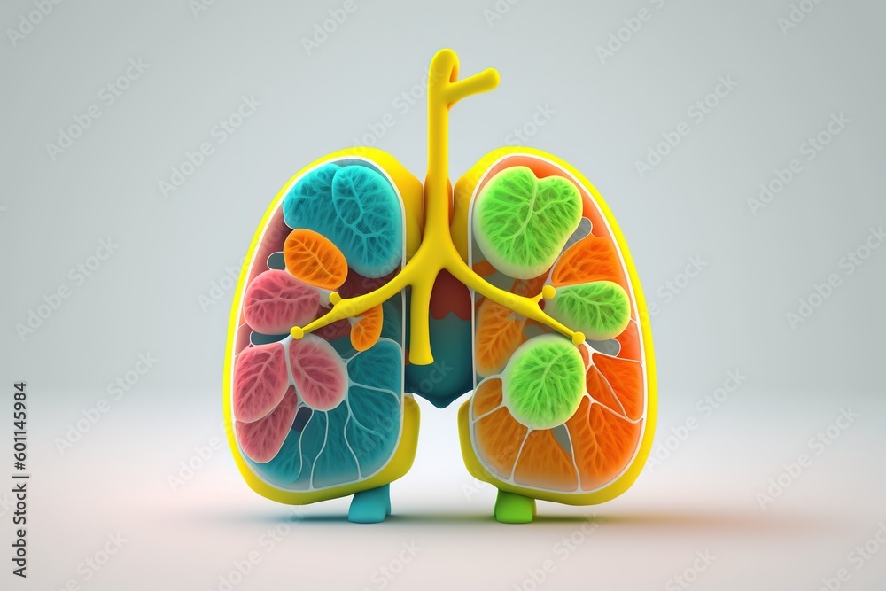 Lungs. Cute cartoon healthy human anatomy internal organ character set ...