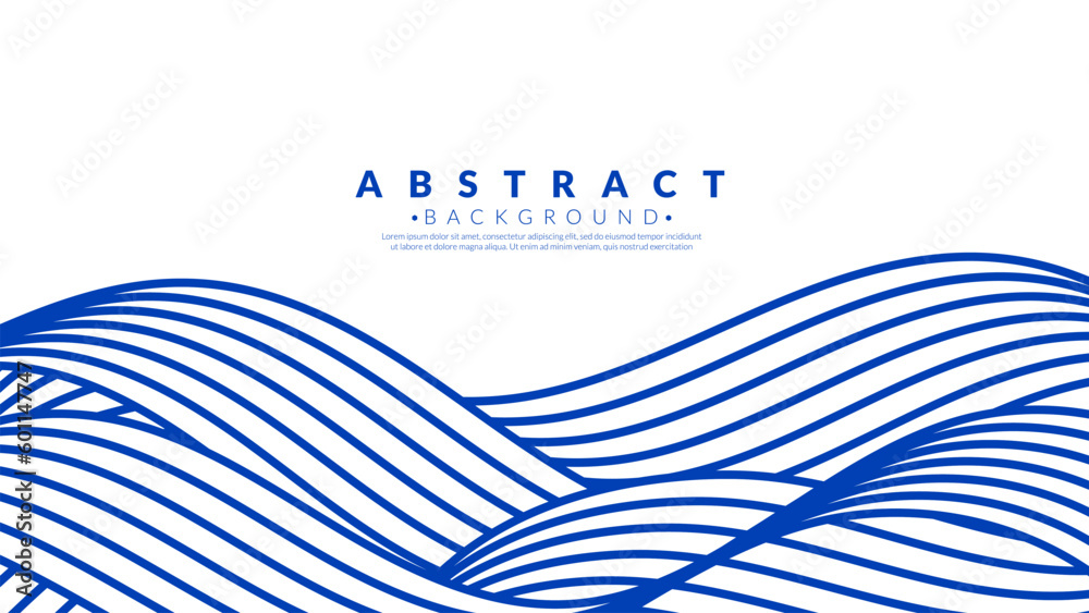 Abstract blue water wave line pattern background. Japanese style ...