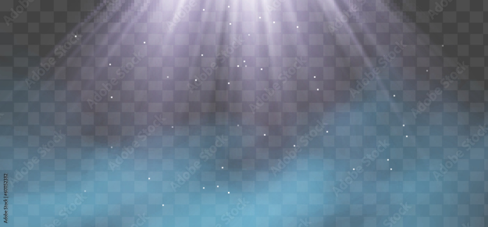 Sun rays . Transparency is created by fog or smoke. Cloud vector, snow ...