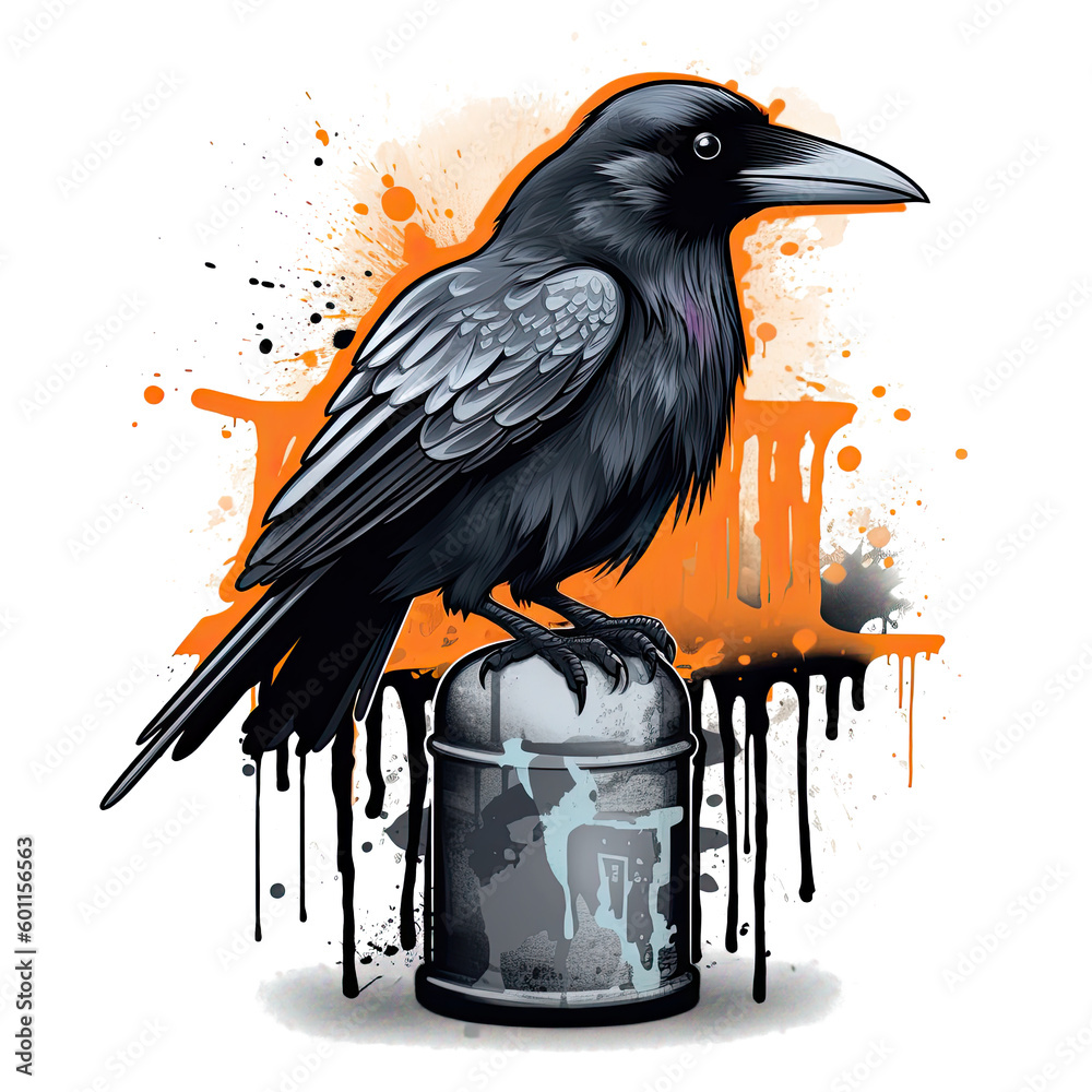 A crow t-shirt design inspired by street art, featuring a stylized crow ...
