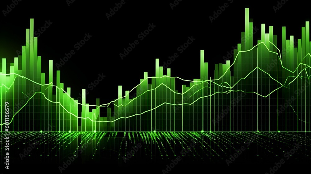 exponential graph, increasing bar graph upward to the right, green ...