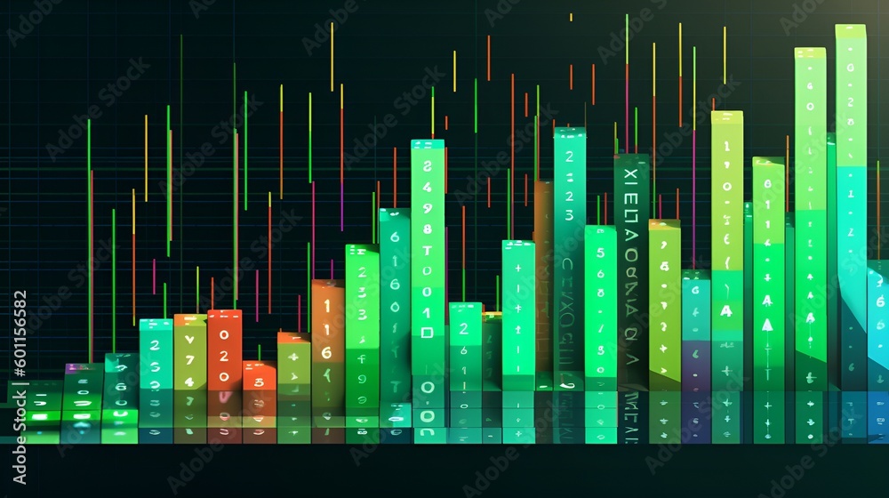 exponential graph, increasing bar graph upward to the right, green ...