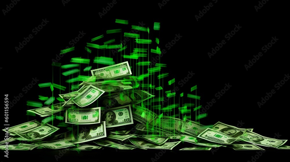 exponential graph, increasing bar graph upward to the right, green ...