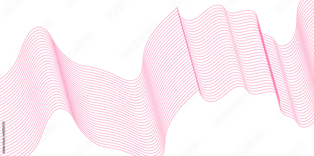 Abstract pink, wave lines on transparent background. wave modern stream ...