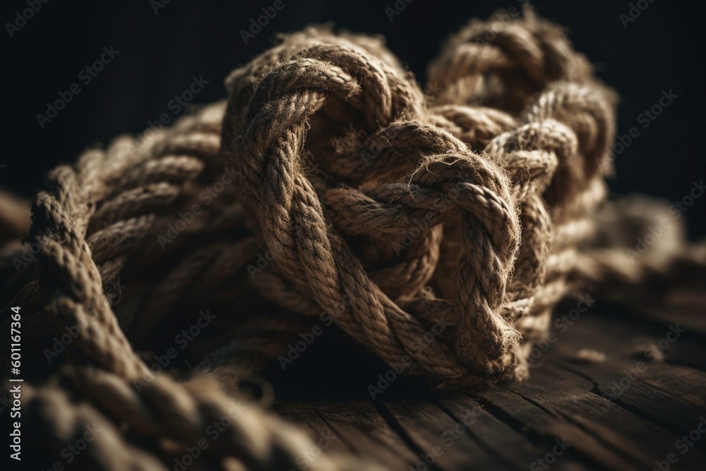 Heart-shaped jute rope. Symbol of love & connection. Strong bond. Knot ...
