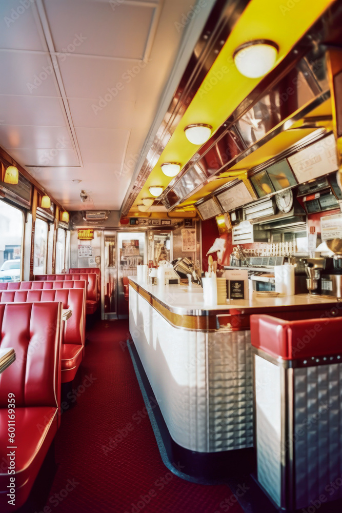 Poster Generative AI illustration of american bar in 50s style – Wall ...