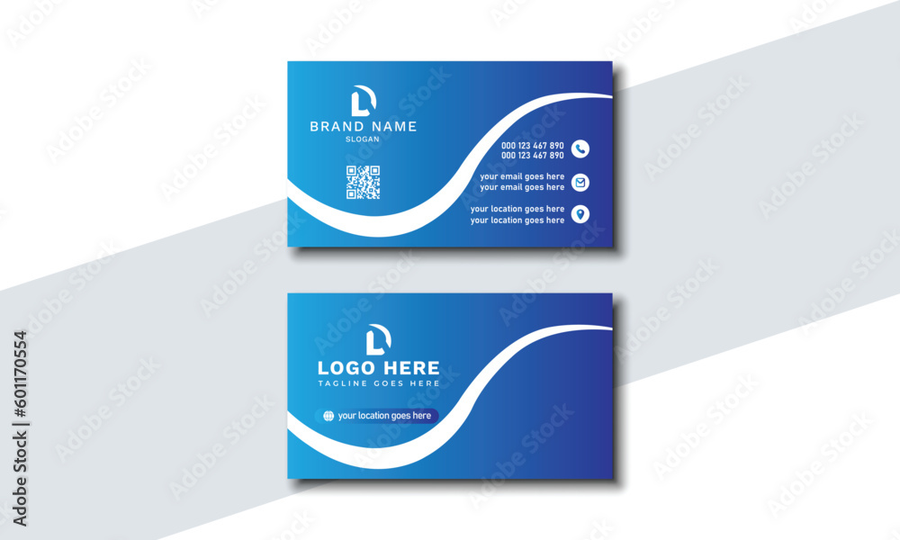 Navy blue and blue creative and modern business card template. Modern ...