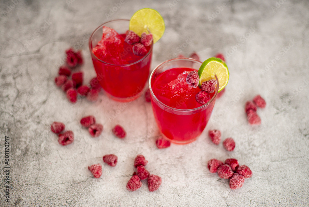 raspberry refresher beverage / bebida refrescante de frambuesa Stock ...