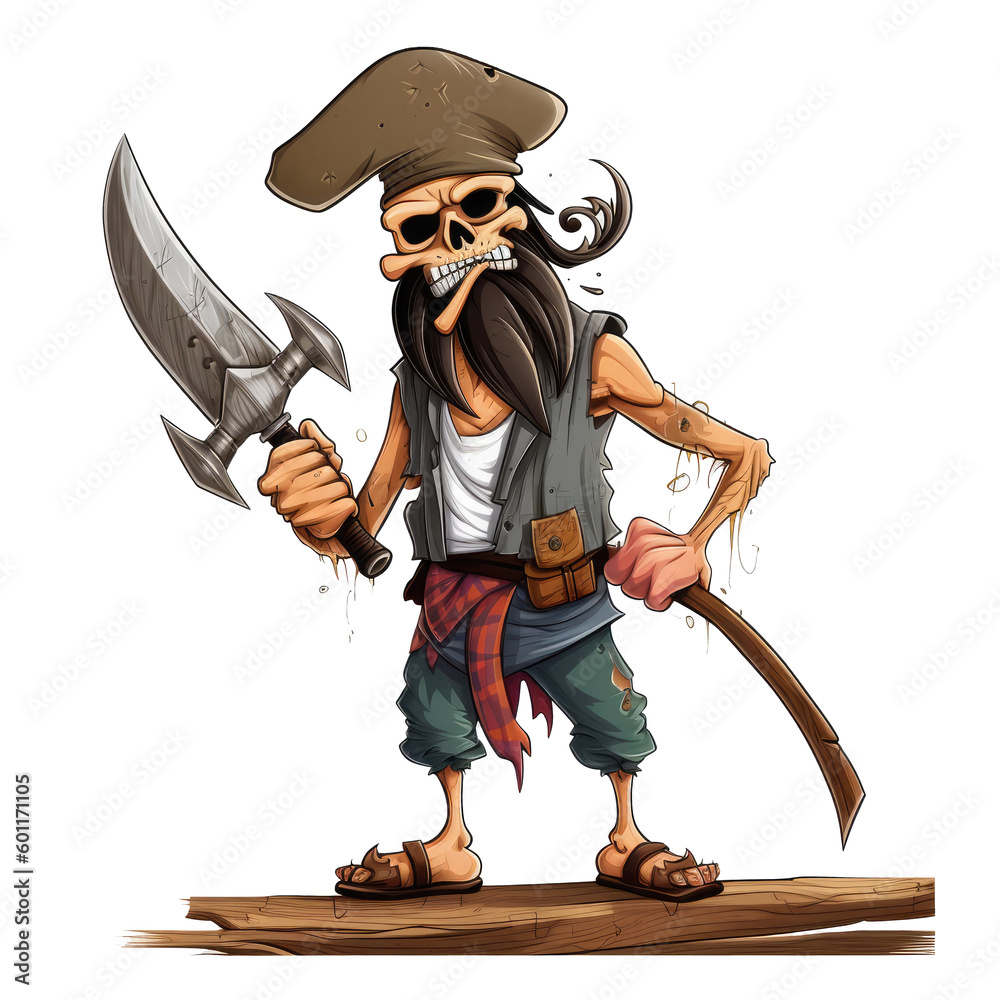 A whimsical pirate-themed design with a cartoonish pirate character ...