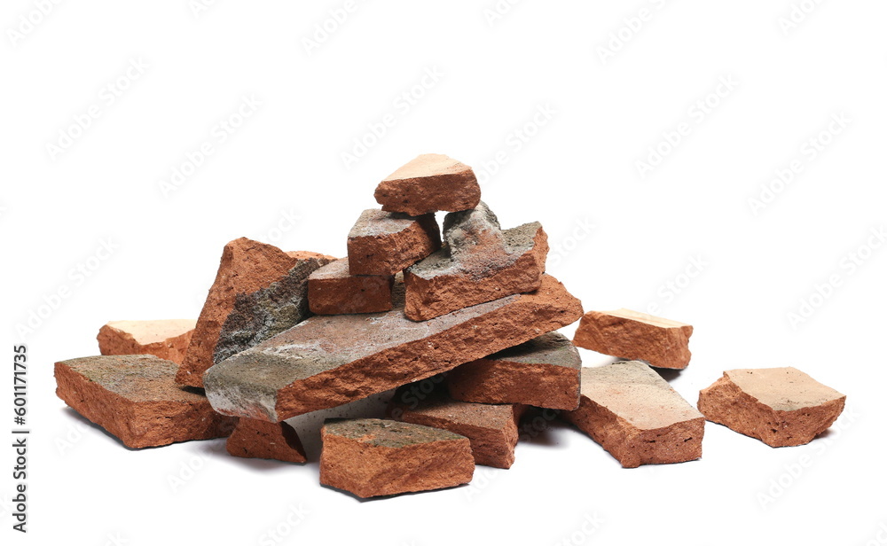 Shattered, broken tiles isolated on white, side view ภาพถ่ายสต็อก ...