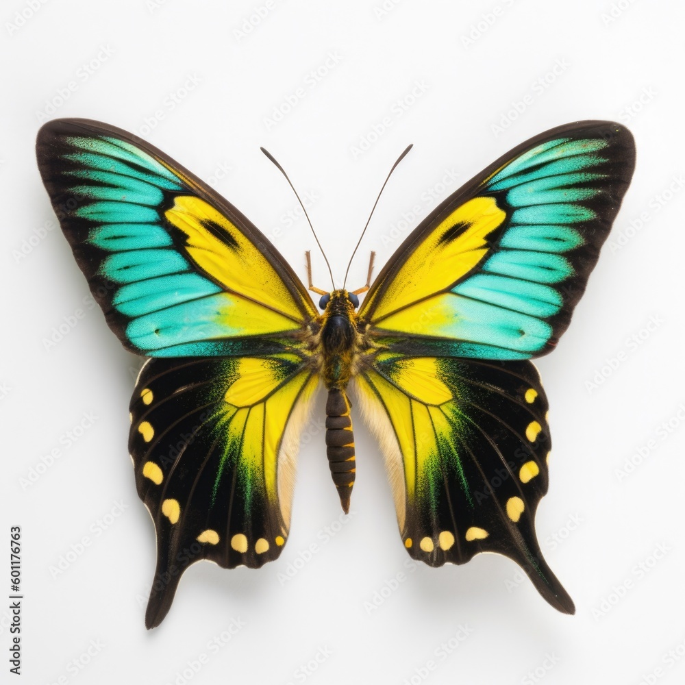 Queen Alexandra's Birdwing. Rare colorful butterfly isolated on white ...