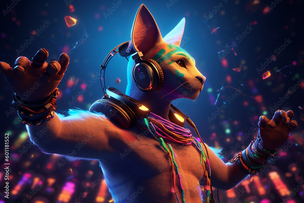 Psychedelic Hybrid Party: AI-Generated Party DJ Animals Inspired by ...