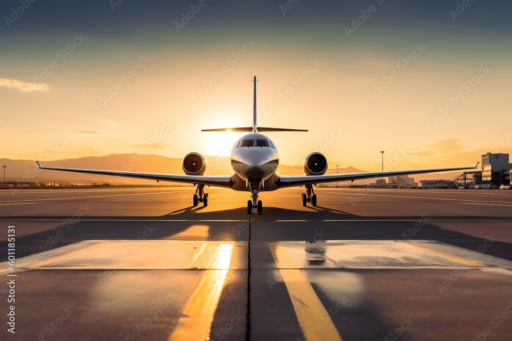 elite private jet on the runway ready for takeoff , ai generated image ...