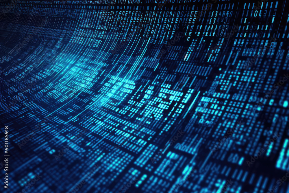 Digital Binary Data Streaming Binary Code Background Matrix Background With Digits Generative