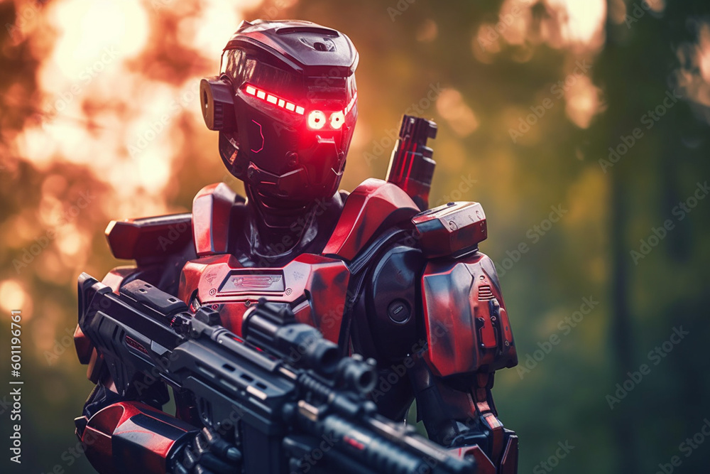 robot soldier is an artificial intelligence robot with machine gun ...
