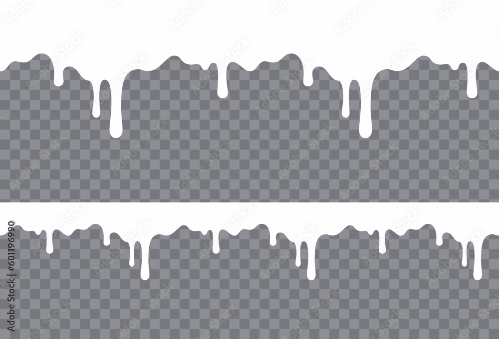 Milk drip seamless pattern. White liquid, melt yogurt flow or cream ...