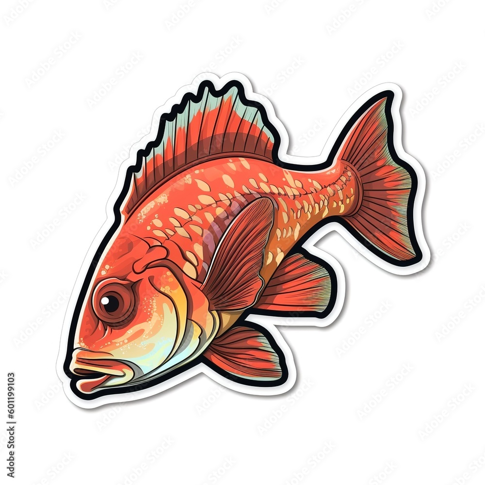 Cartoon sticker of a Snapper fish over white background. Generative AI ...