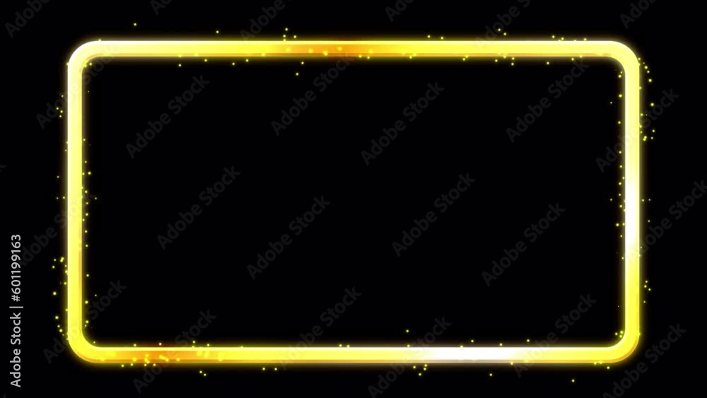 Elegant gold frame animation with golden particles on transparent ...