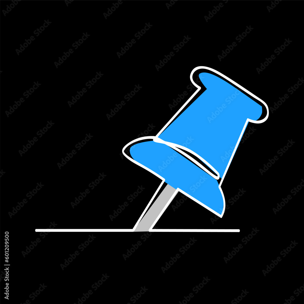 simple vector sketch push pin single one line art, continuous Stock ...