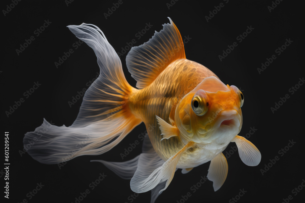Generative AI. Most beautiful an orange color fantail goldfish Stock ...