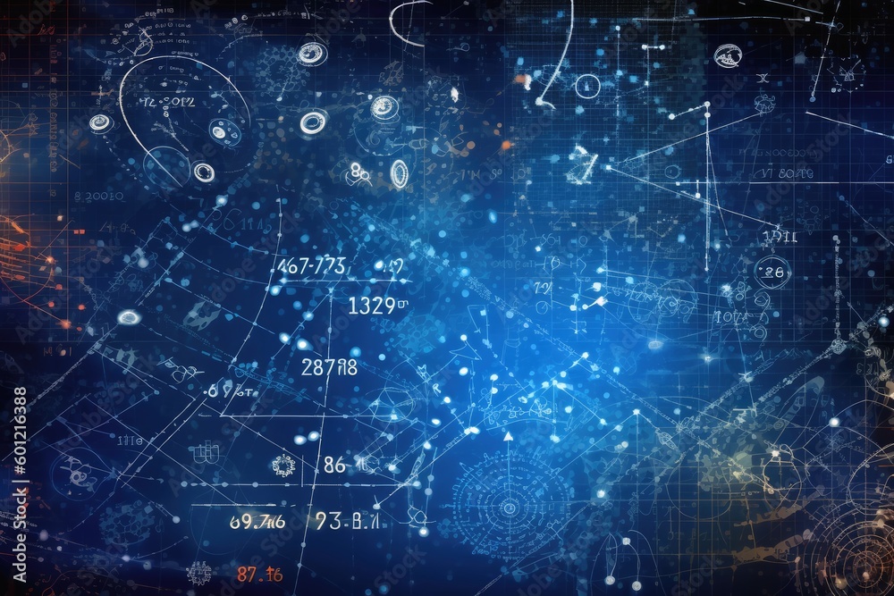 Mathematics background with lots of numbers and symbols created with ...