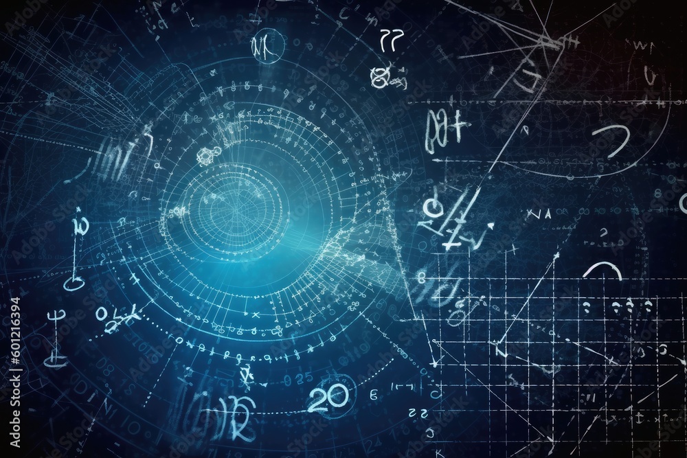 Mathematics background with lots of numbers and symbols created with ...